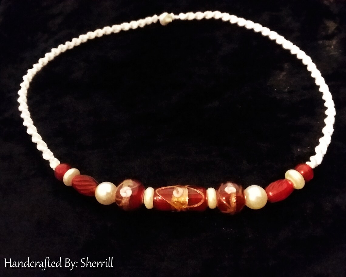 Handcrafted Macrame Necklace Murano Glass Bead Necklace Unique - Etsy