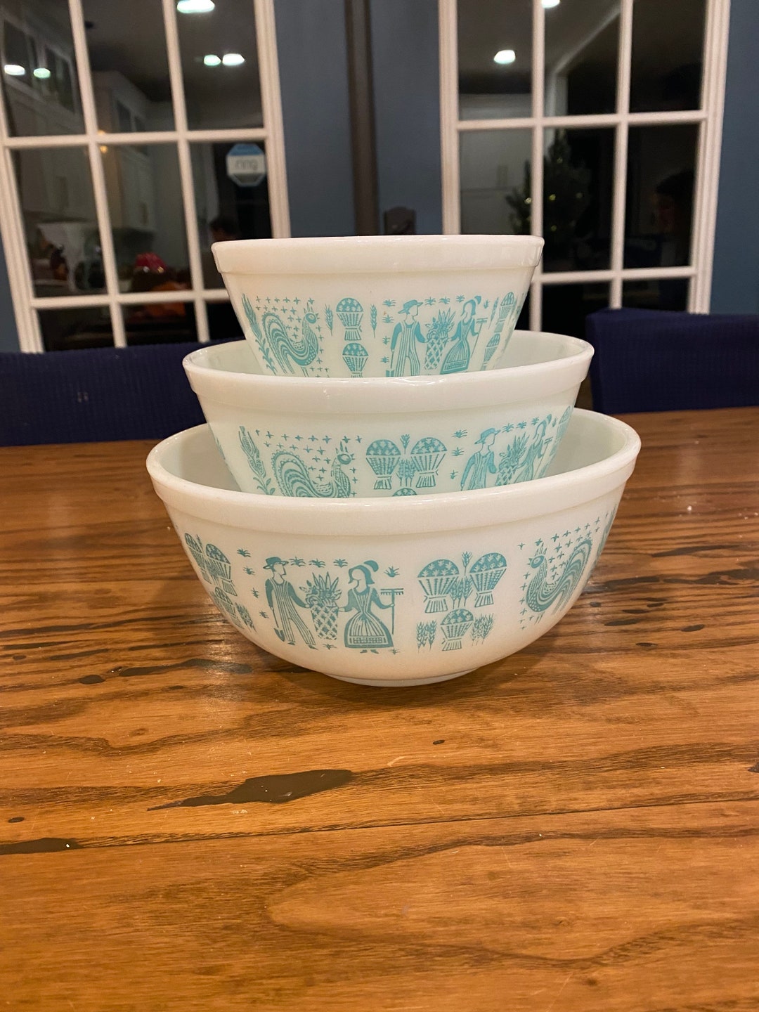 Vintage Blue Amish Pyrex Butterprint Mixing Bowl Set of Three - Etsy