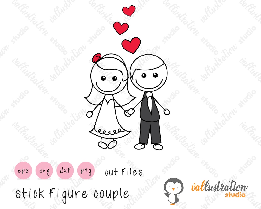 Stick Figure Couple Doodle, Wedding, Marriage, Bride and Groom ...