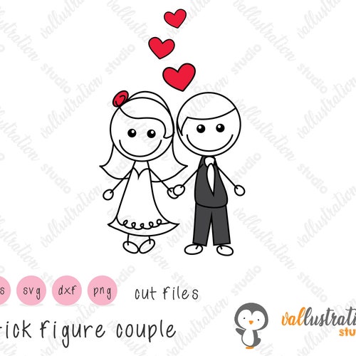 Stick Figure Couple Doodle Wedding Marriage Bride and - Etsy