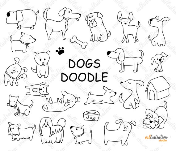 Dogs Clipart Dogs Doodle Dogs Puppy Funny Dogs Cute Hand - Etsy