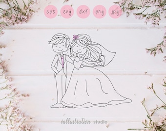 Stick Figure Couple Doodle, Wedding, Marriage, Bride and Groom ...