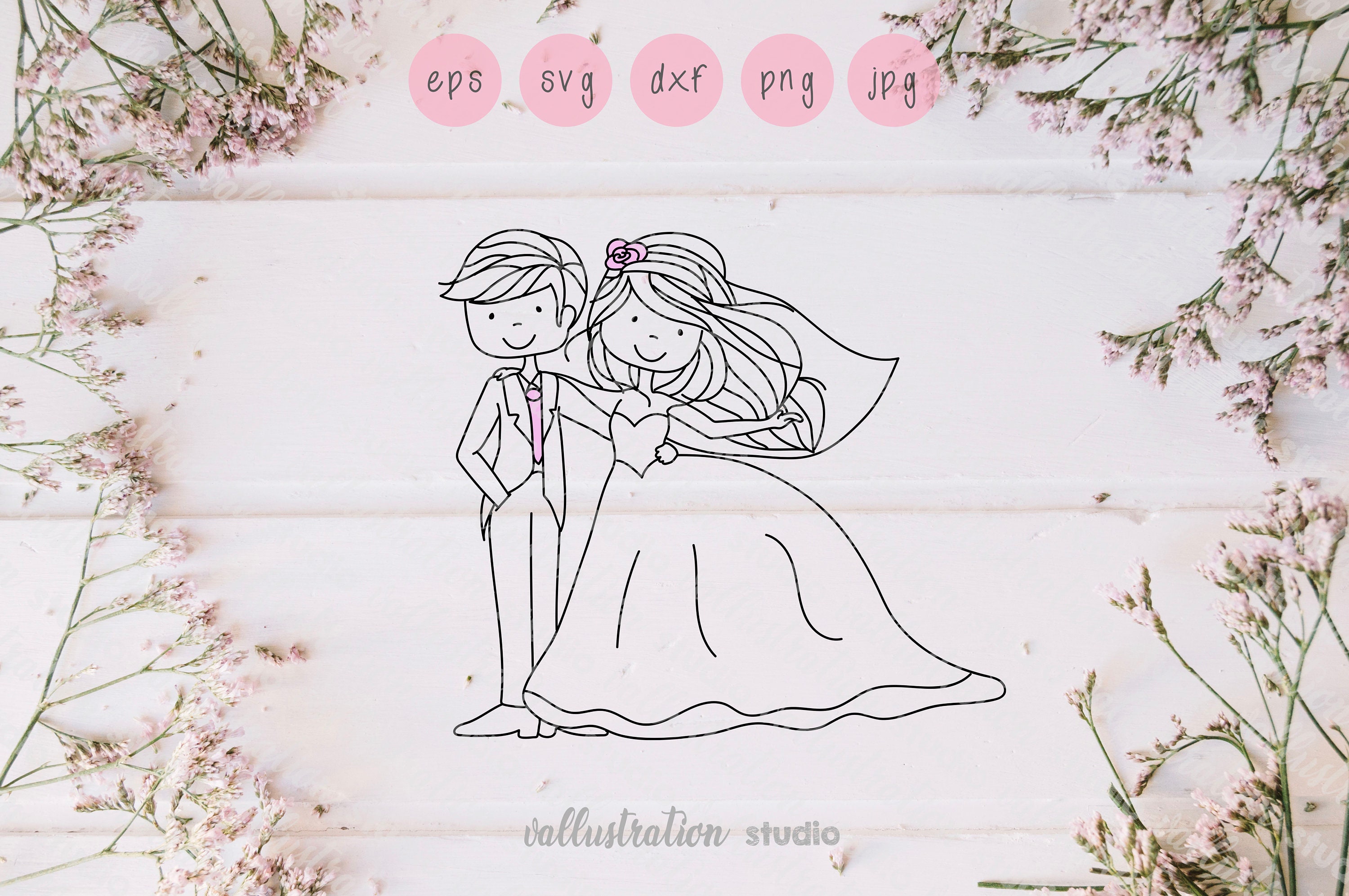 Stick Figure Couple Doodle, Wedding, Marriage, Bride and Groom ...