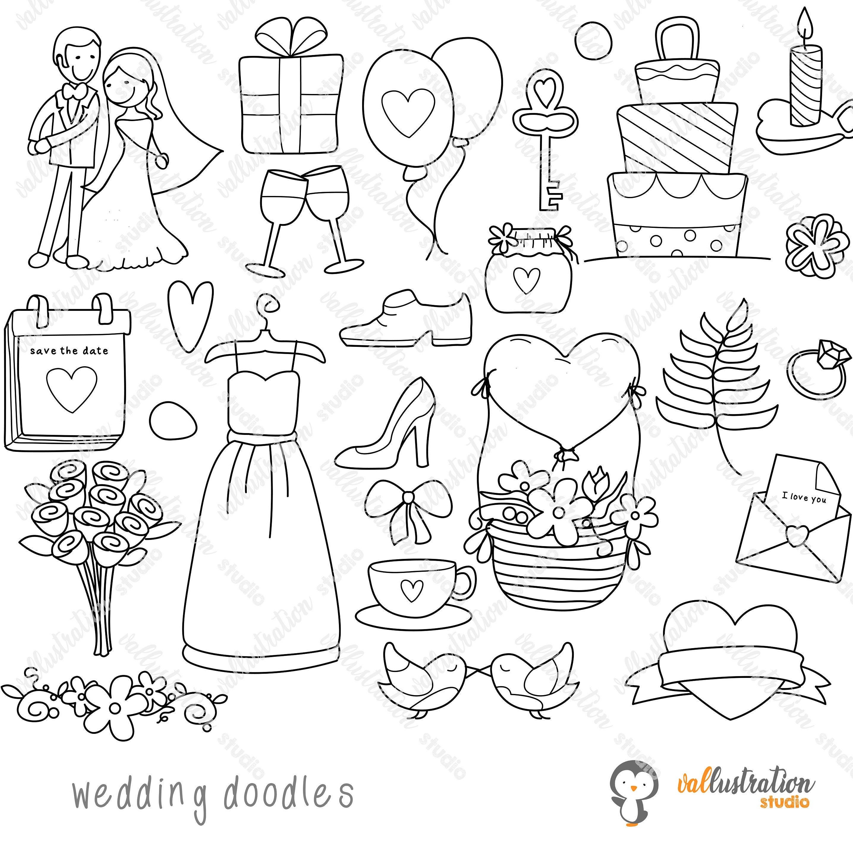 Wedding Doodle Wedding Clipart Wedding Items Ceremony - Etsy