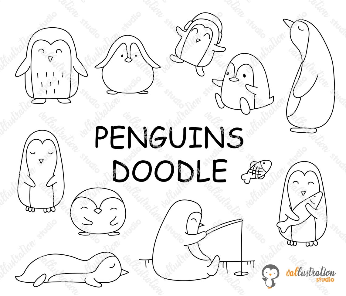 Penguin Doodle Penguin Doodle Penguin Craft Wall Art - Etsy