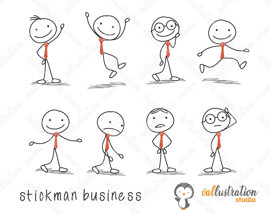 Stickman Business Doodle, Business Clipart, Cartoon People, Hand Drawn ...