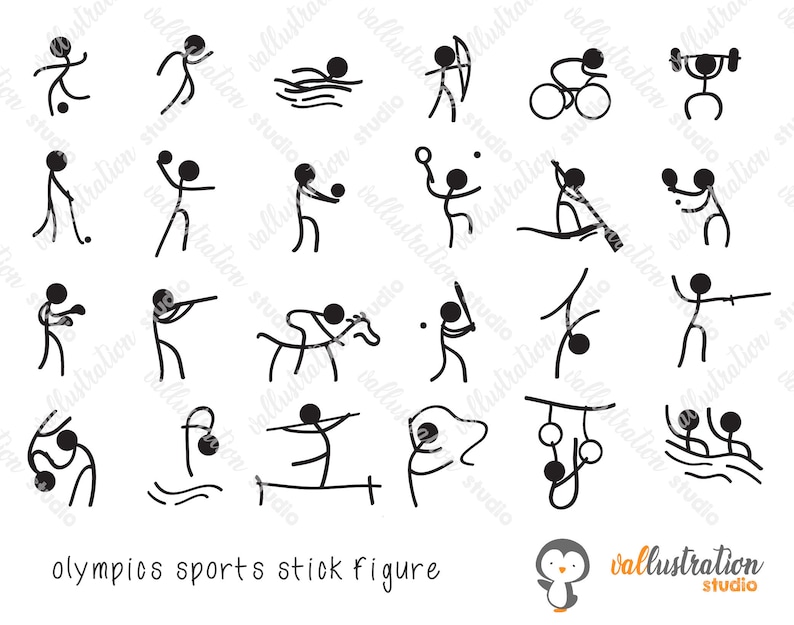 Stick Figure Sports, Stick Figure Olympics Silhouettes, Sports People ...