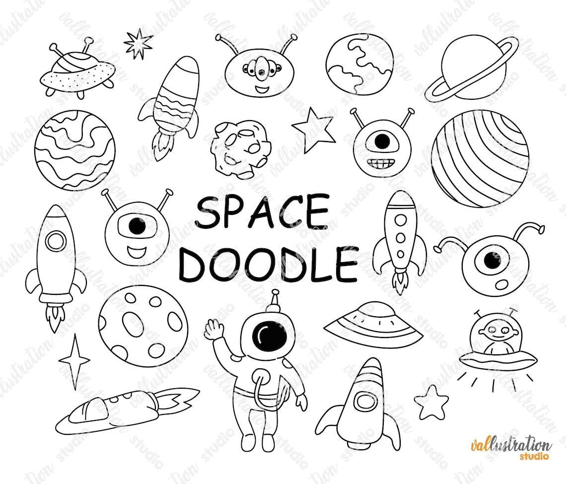 Space Doodle, Space, Cute Space Doodle, Alien Clip Art, Space Clip Art ...