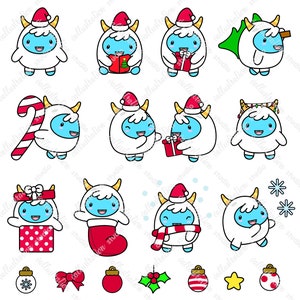Yeti Christmas Clip Art, Yeti Christmas Clipart, Kawaii Yeti, Animals ...
