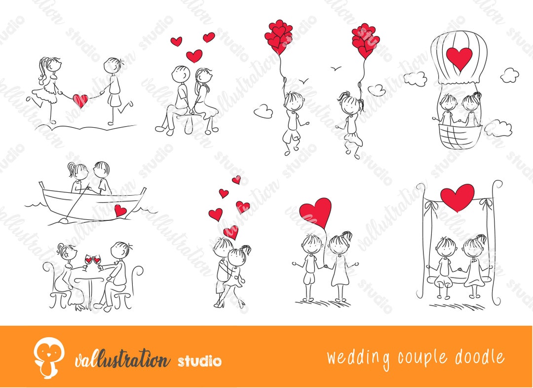 Wedding Stick Figure Doodle, Wedding Clipart, Wedding Png, Couple ...