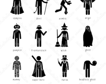 Stick Figure Halloween - Etsy