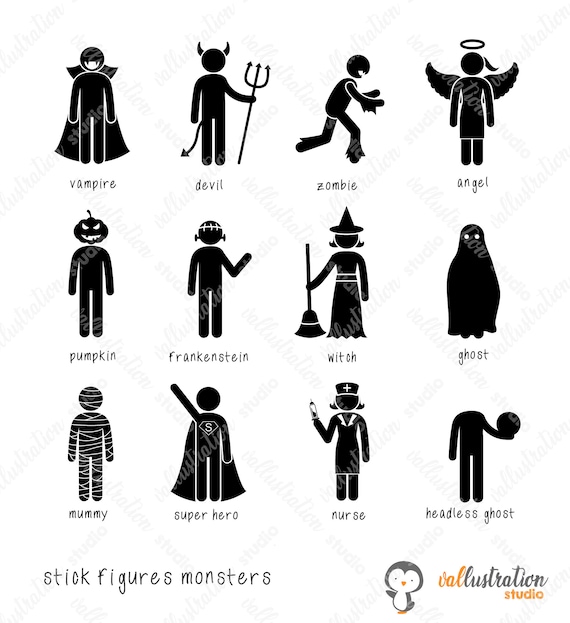 Stick Figure Monsters Icons Monsters Stick Figures SVG PNG | Etsy