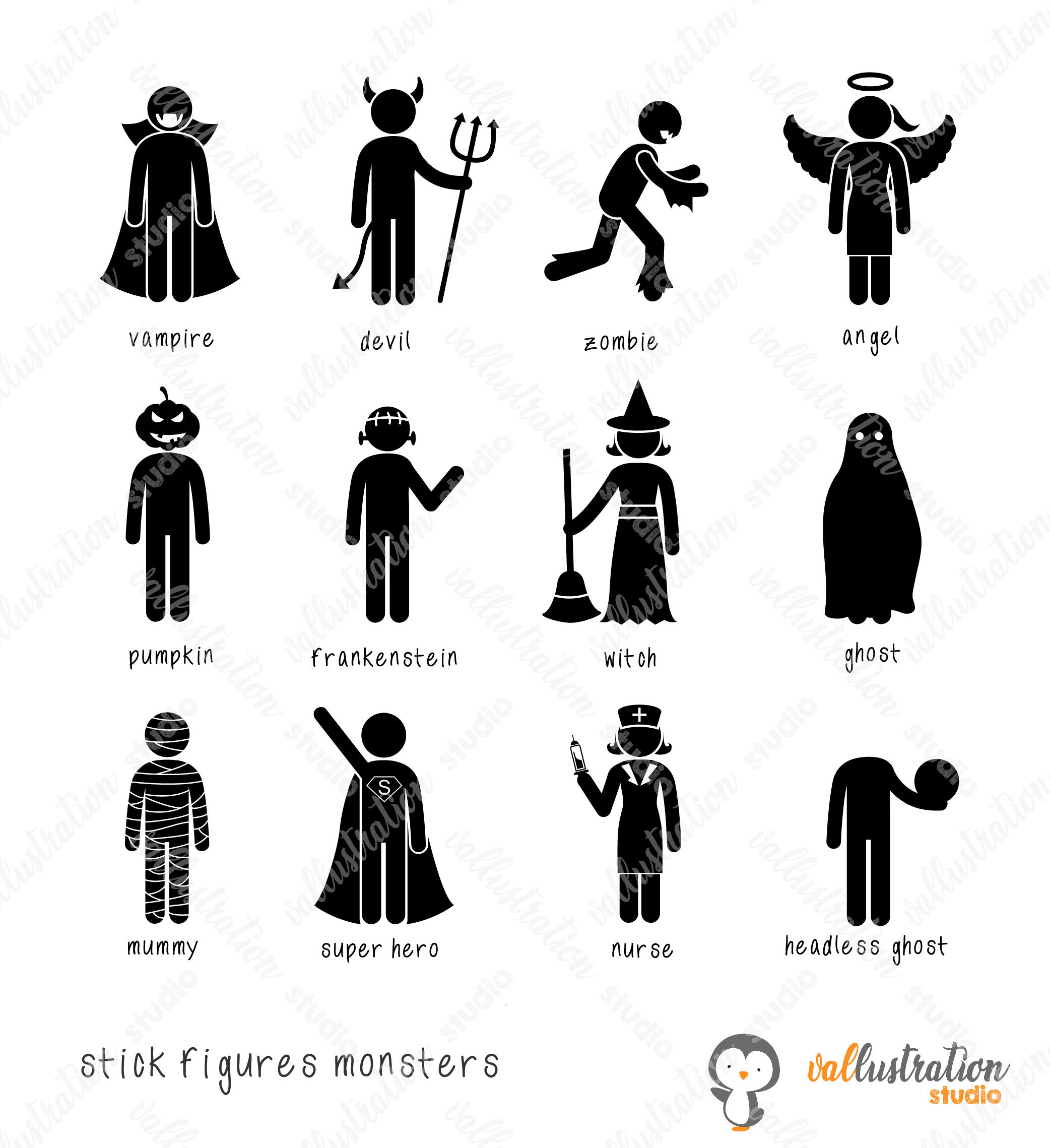 Stick Figure Monsters Icons Monsters Stick Figures SVG PNG - Etsy UK