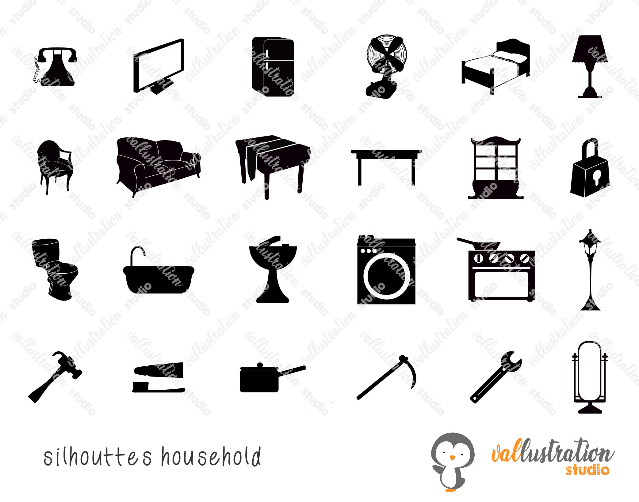 Household Icons Svg Household Silhouettes Furniture Icons | Etsy