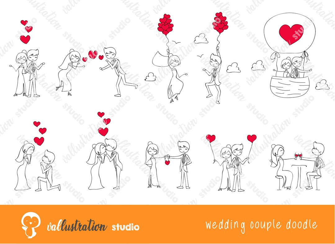 Wedding Stick Figure Doodle, Wedding Clipart, Wedding Png, Couple ...