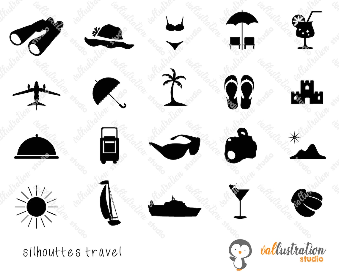 Travel Icons Svg Travel Silhouettes SVG PNG EPS | Etsy