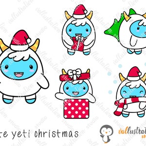 Yeti Christmas Clip Art, Yeti Christmas Clipart, Kawaii Yeti, Animals ...