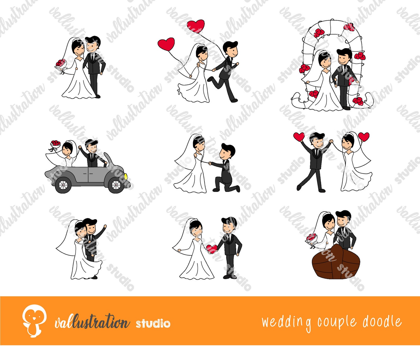 Wedding Stick Figure Doodle, Wedding Clipart, Wedding Png, Couple ...
