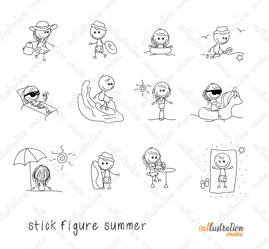 Stick Figure Doodle, Summer, Holiday, Beach, Vacation, Doodle, Clipart ...