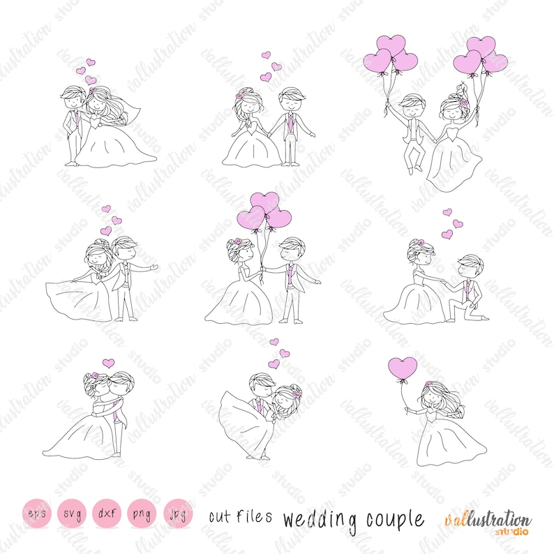 SVG Wedding Stick figure Doodle Wedding Clipart Wedding Png | Etsy