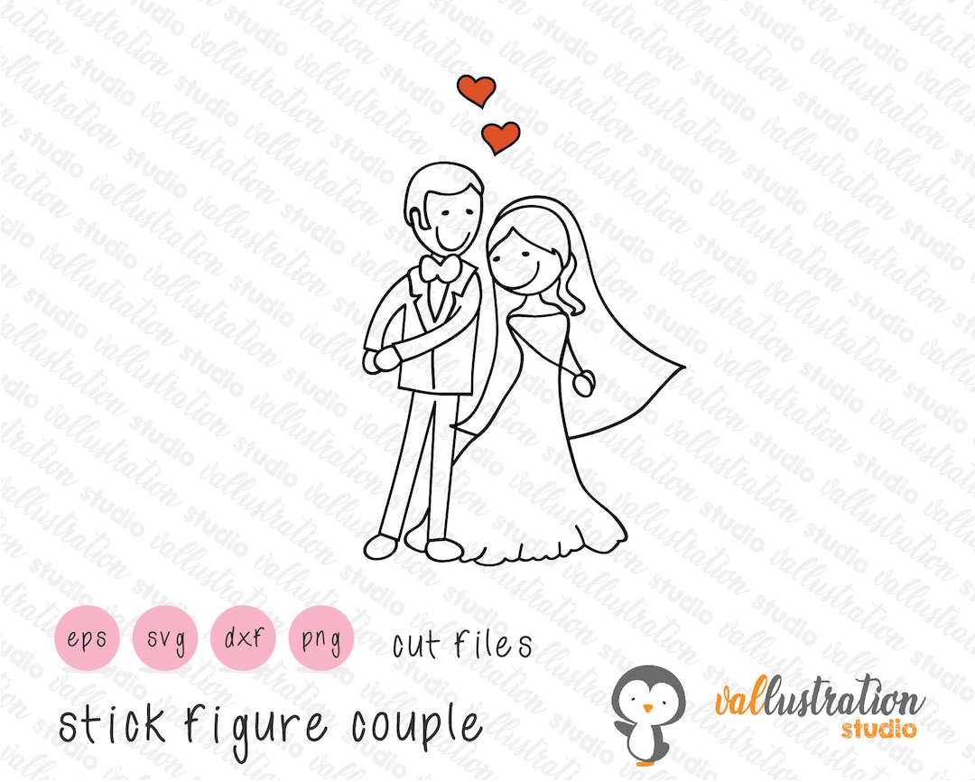 Stick Figure Couple Doodle, Wedding, Marriage, Bride and Groom ...