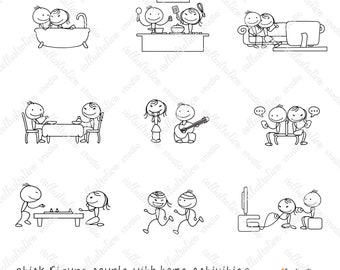 Stick Figure Doodle Couple Dating Marriage Family | Etsy