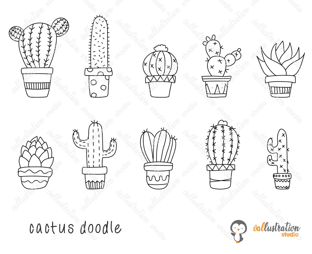 Cactus Clipart, Cactus Doodle, Plants, Cacti Clipart,succulent Doodle ...