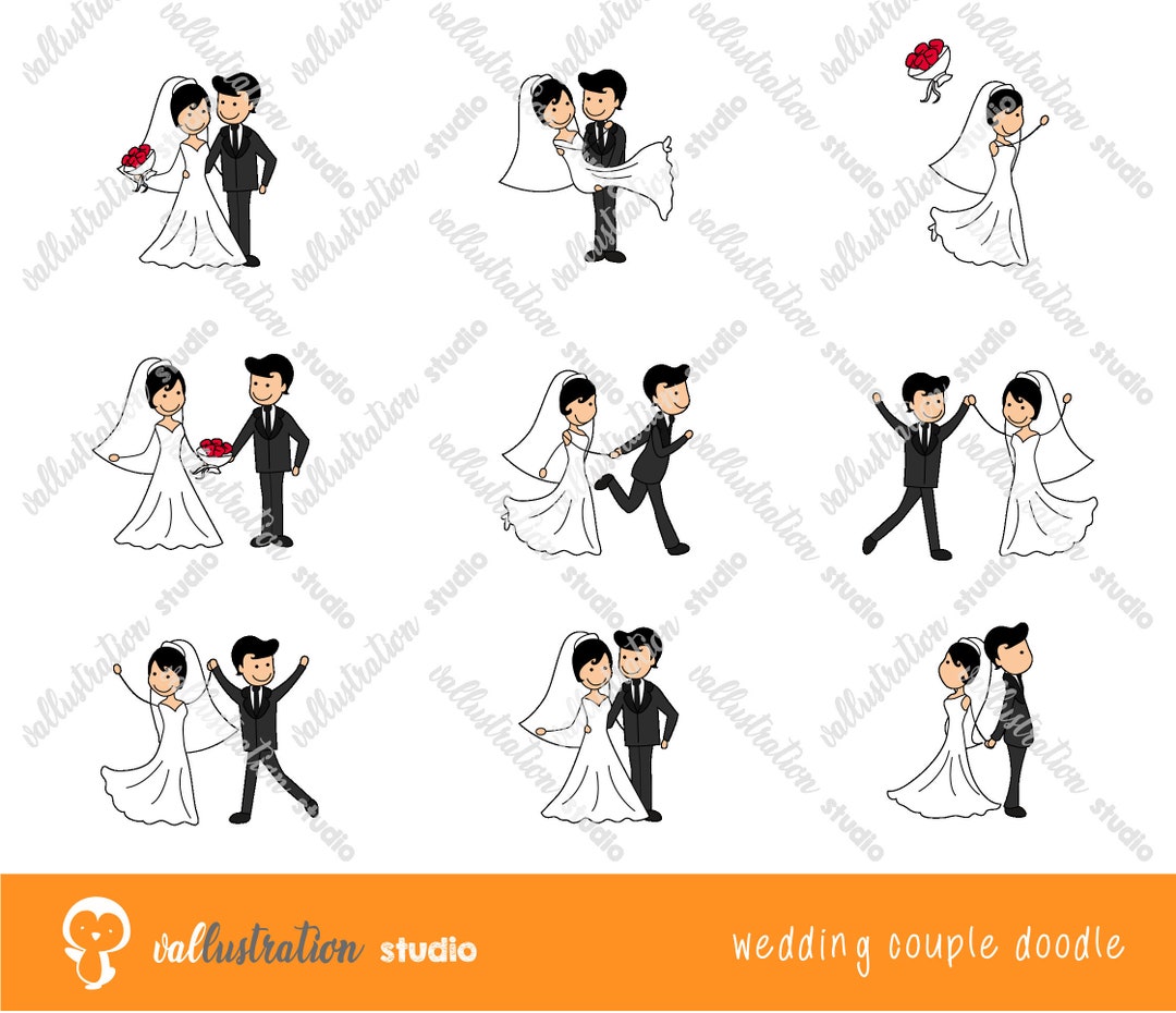 Wedding Stick Figure Doodle, Wedding Clipart, Wedding Png, Couple ...