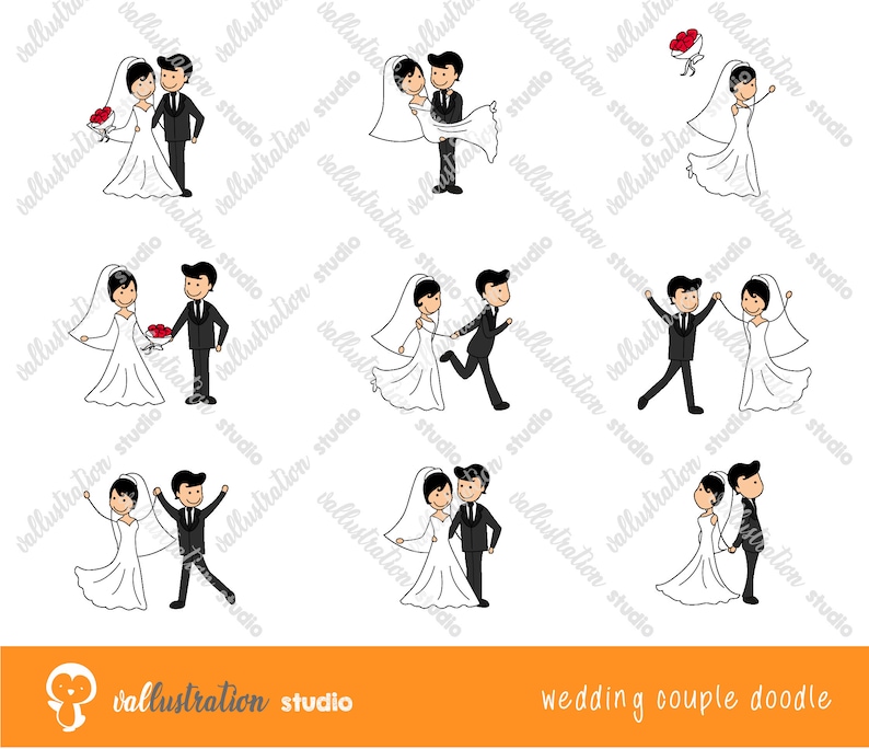 Wedding Stick Figure Doodle, Wedding Clipart, Wedding Png, Couple ...