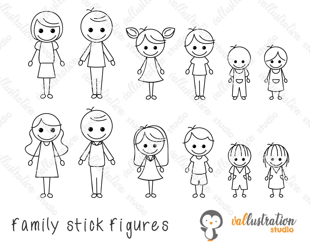 Stick Figure Family, Husband, Wife, Father, Mother, Brother, Sister ...