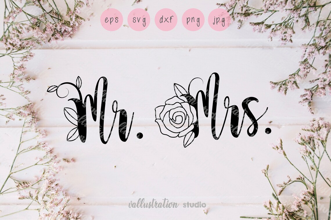 Mr and Mrs Font Svg Florals Wedding Marriage Bride and - Etsy