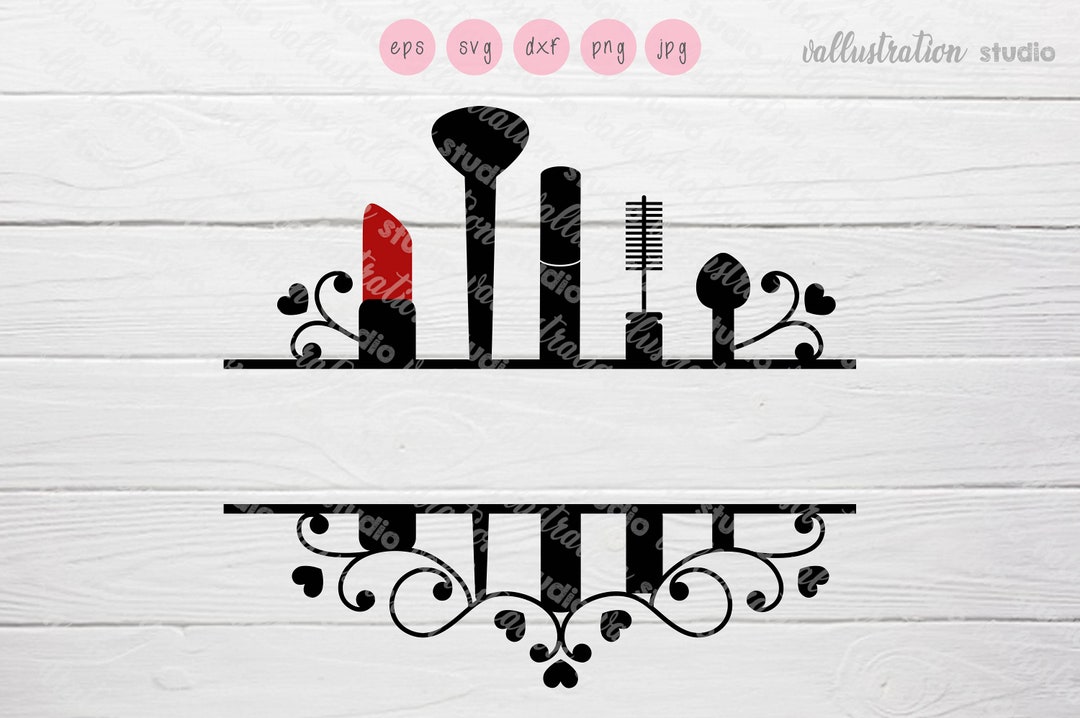 Svg Make up Split Monogram Frame, Cuttable Design, DXF, EPS SC140 - Etsy