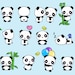 Panda Clipart, Cute Panda Clipart, Kawaii Panda, Clip Art, Scrapbooking ...