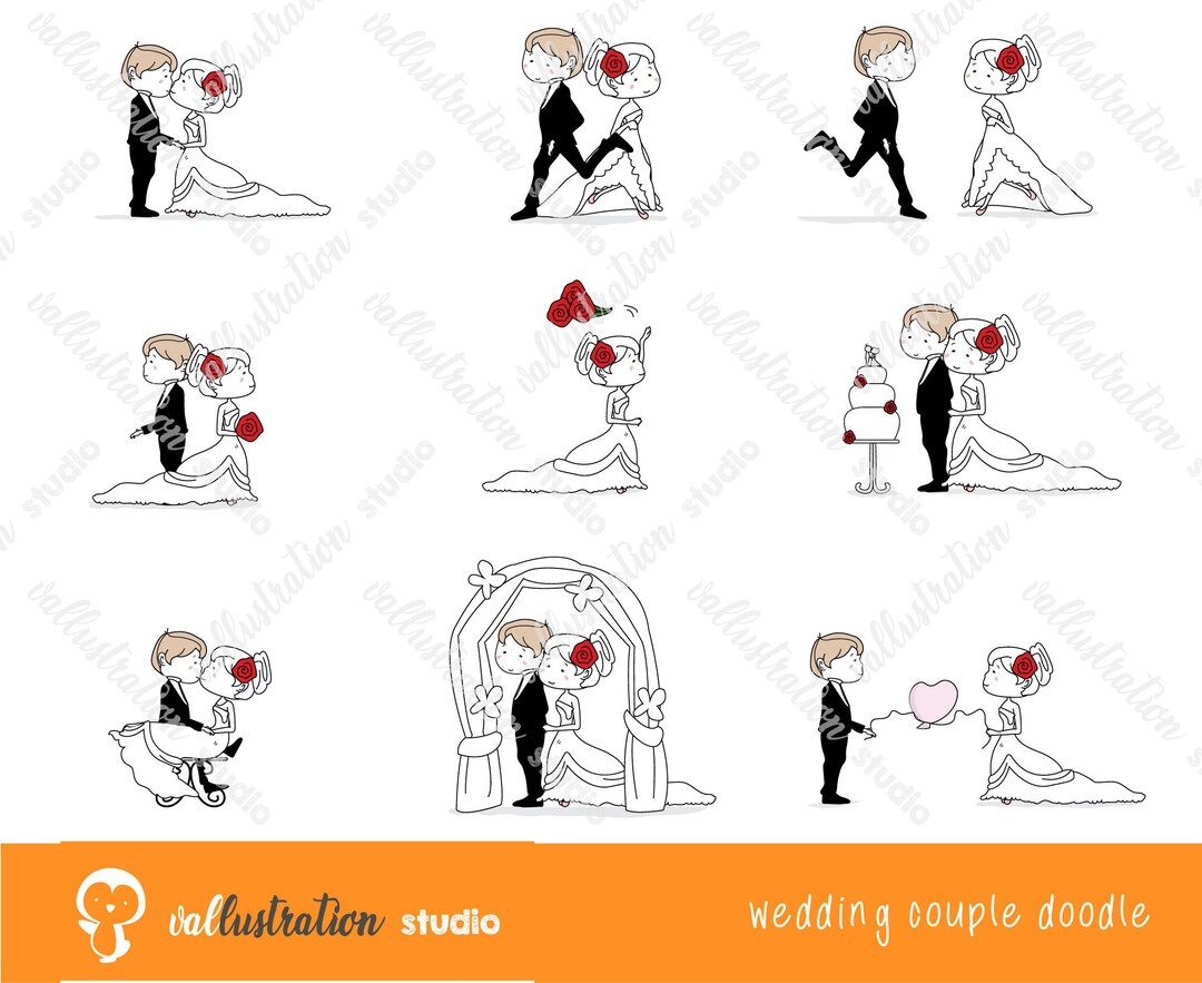 Wedding Stick Figure Doodle, Wedding Clipart, Wedding Png, Couple ...