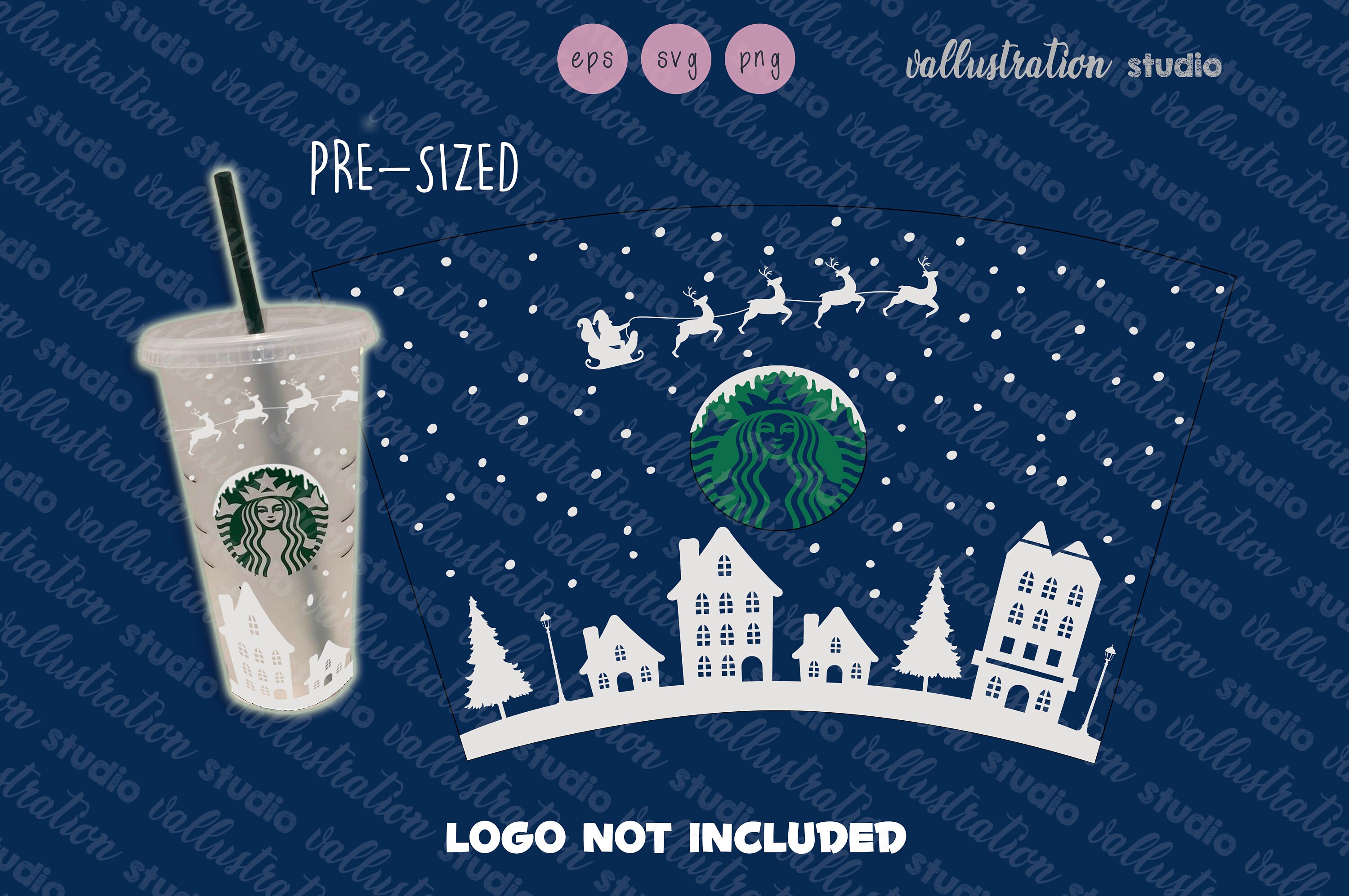 Christmas Starbucks Full Wrap Svg Christmas Houses Reindeer | Etsy