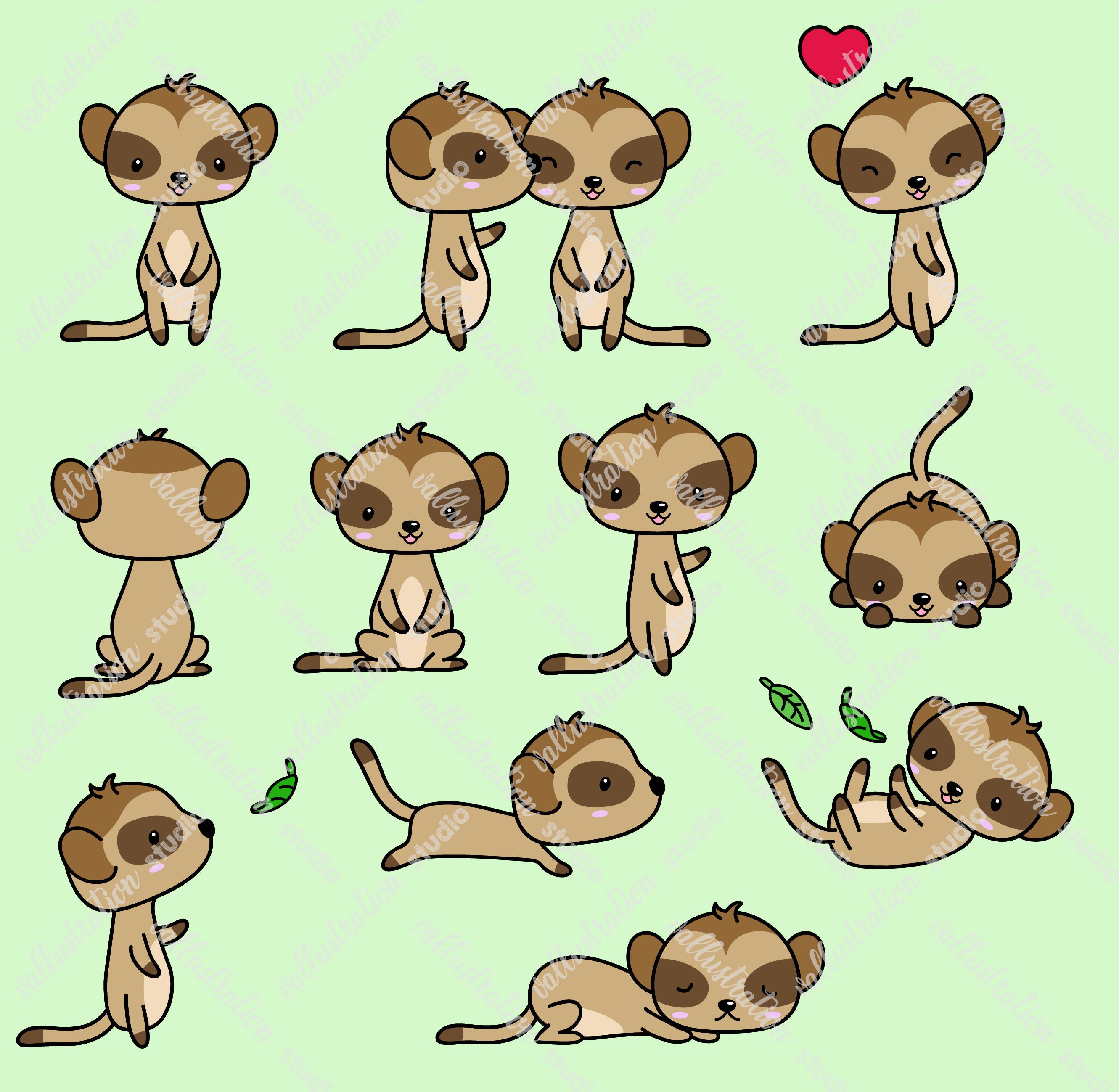 Meerkat Clipart Cute Meerkat Clipart Kawaii Meerkat Clip - Etsy