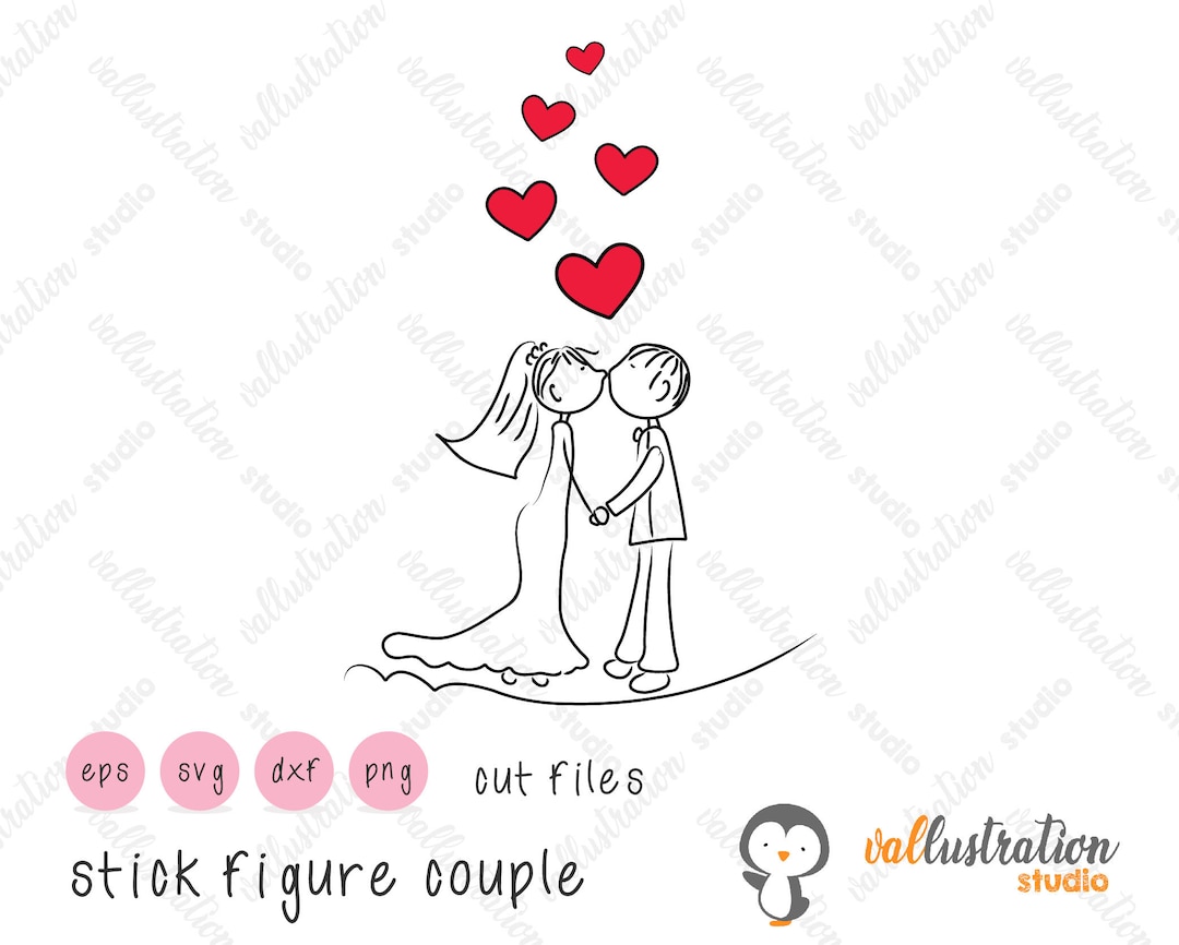 Stick Figure Couple Doodle, Wedding, Marriage, Bride and Groom ...