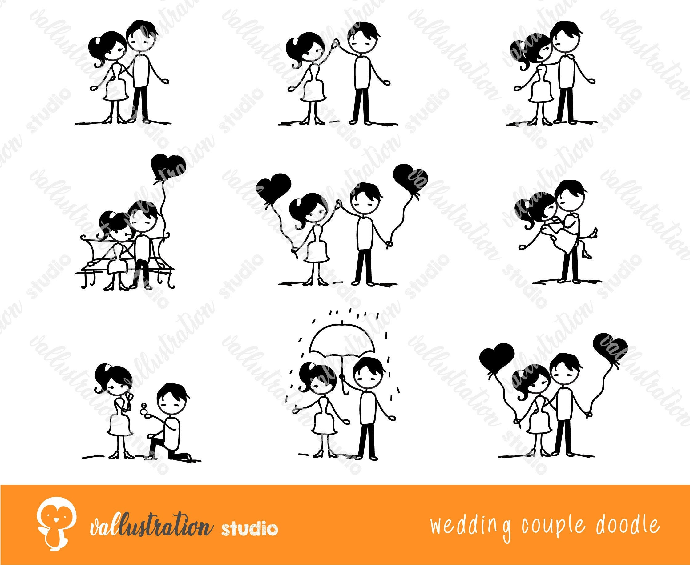 Stick Figure Couple Clipart