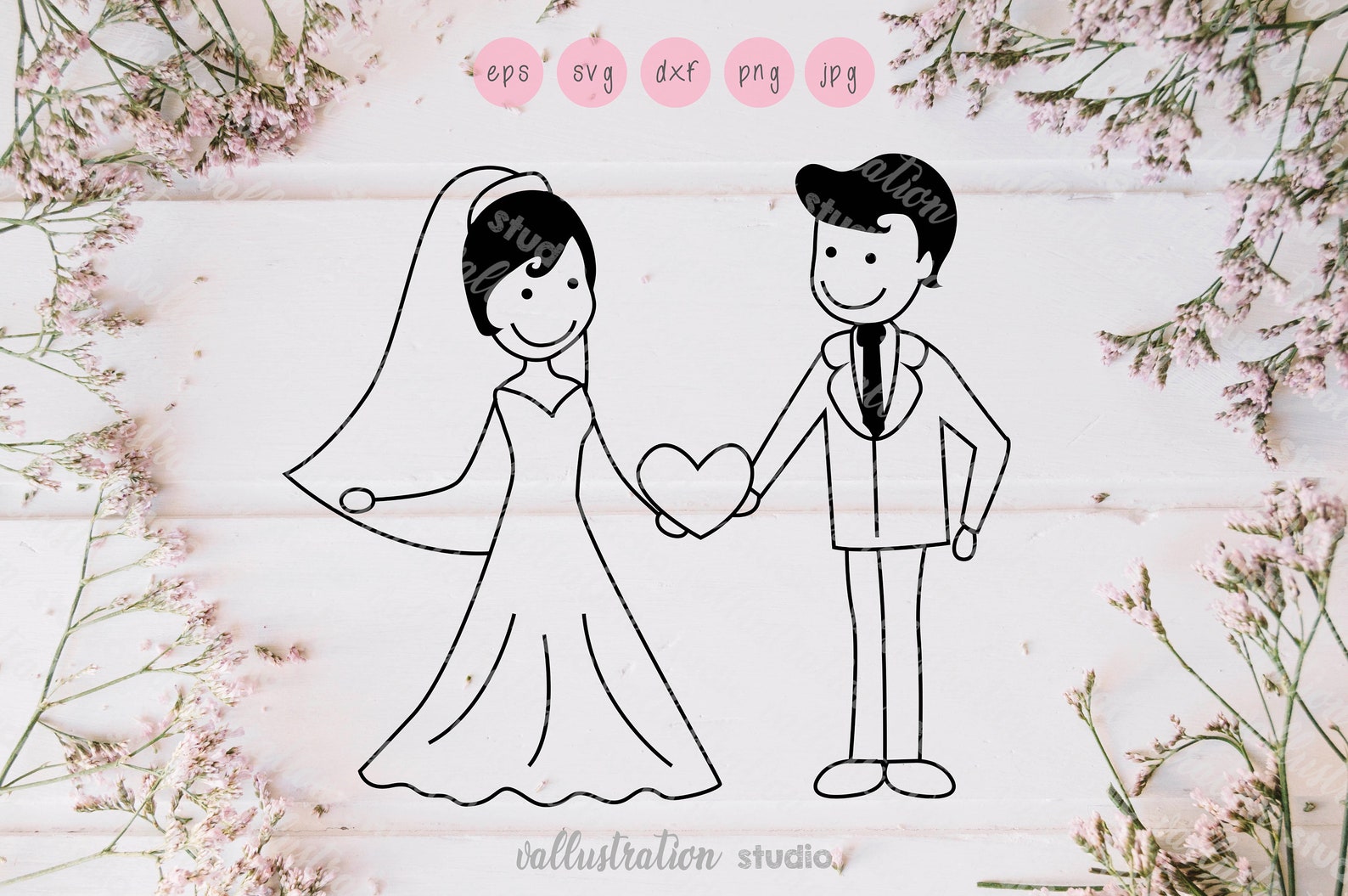 Wedding Stick Figure Doodle Cut Files Couple Clipart - Etsy