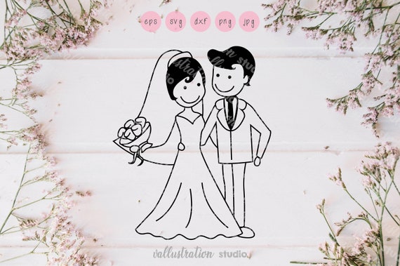 Wedding Stick Figure Doodle Cut Files Couple Clipart - Etsy