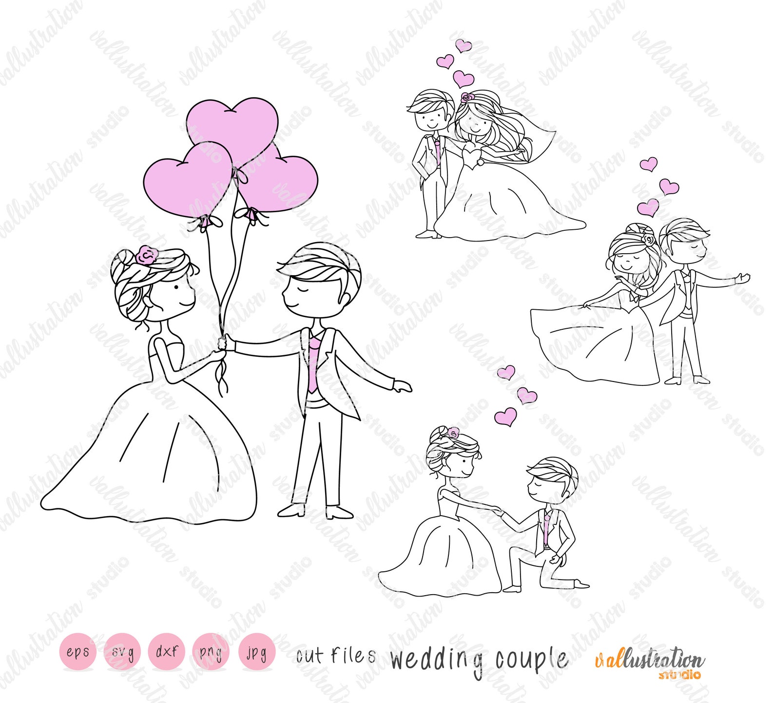 SVG Wedding Stick Figure Doodle, Wedding Clipart, Wedding Png, Couple ...
