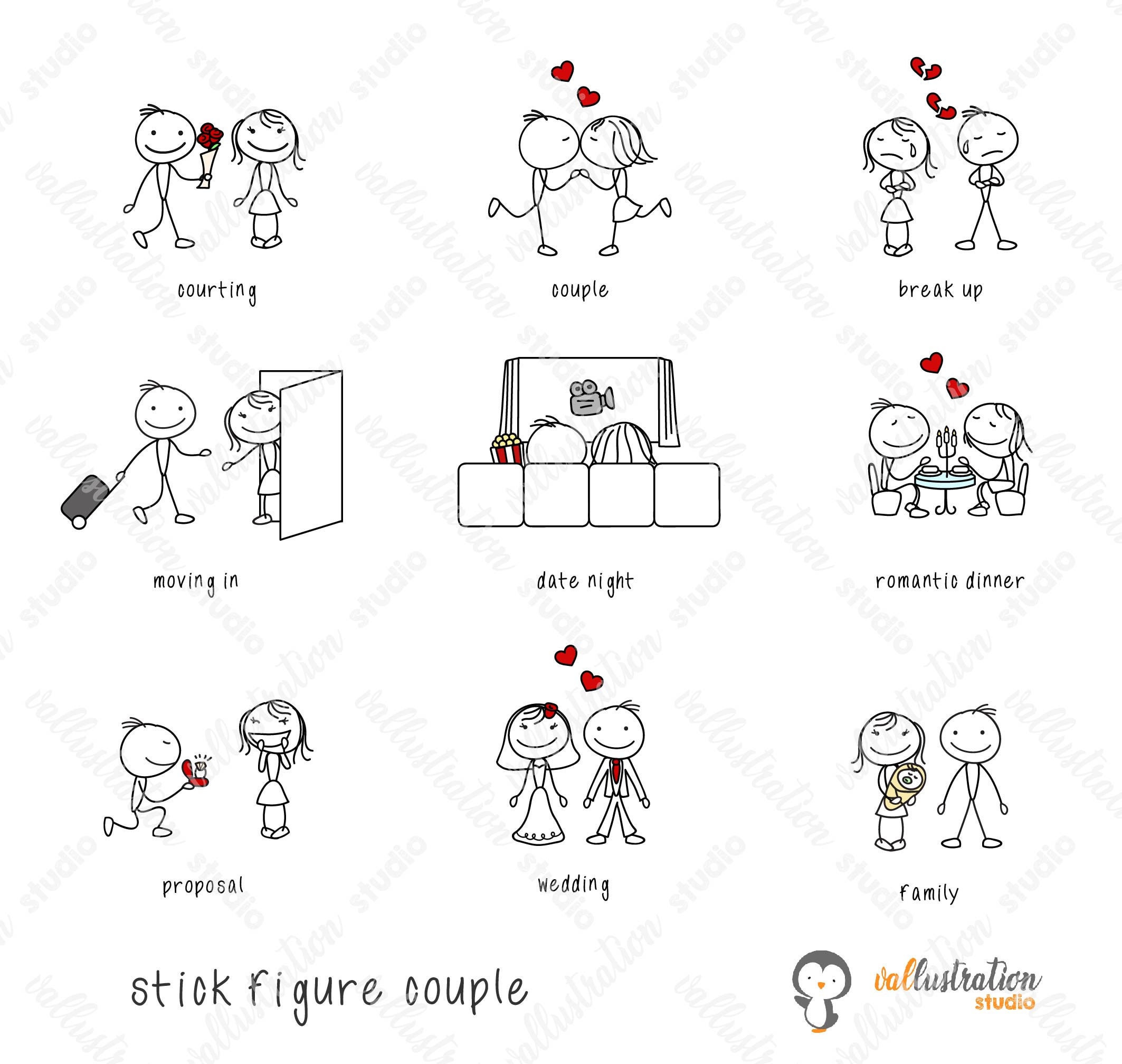 Stick Figure Couple Clipart