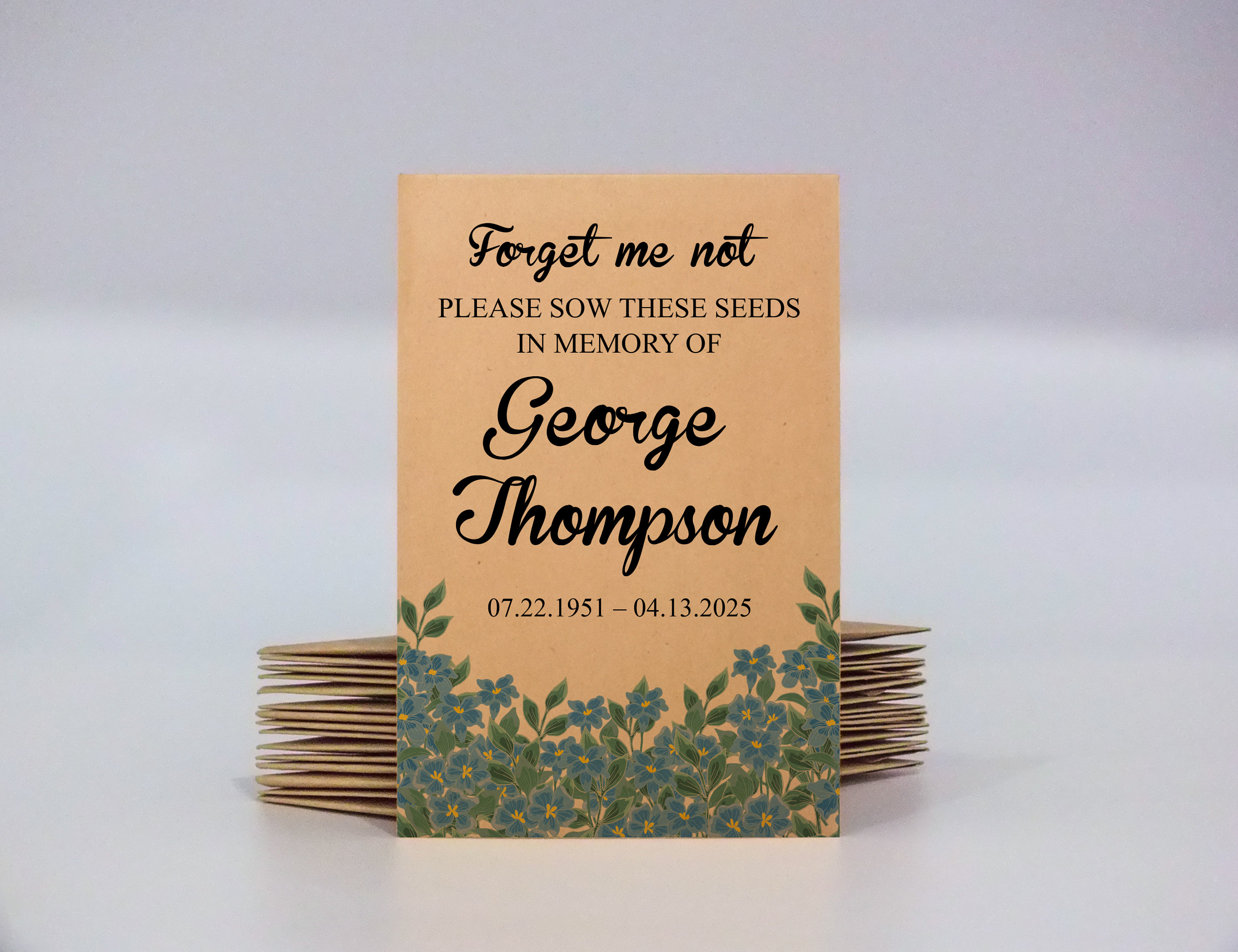 Forget Me Not Personalized Seed Favor Memorial Service, Custom Funeral ...