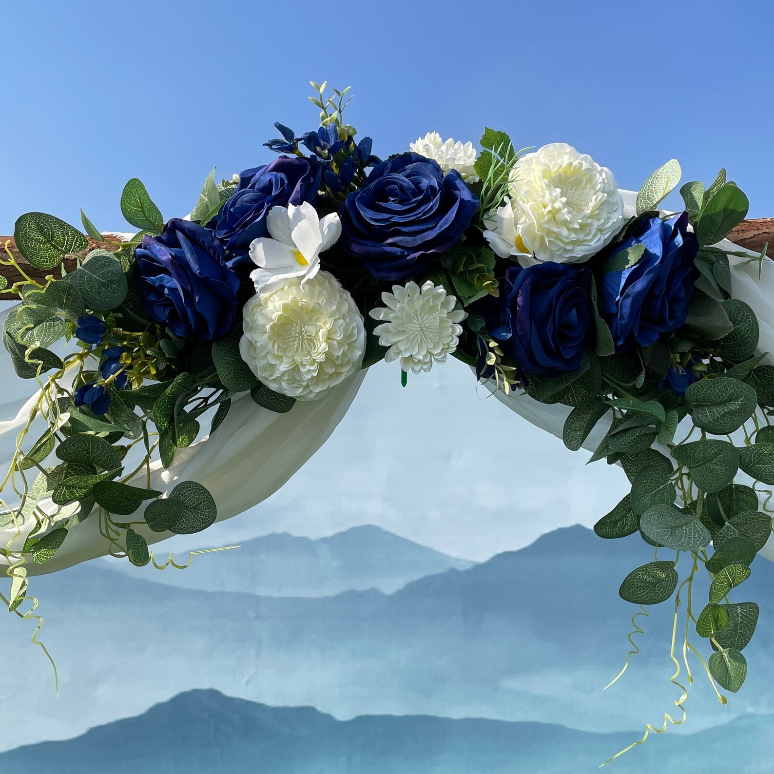 Wedding Arch Flowers,3pcs Set Royal Blue Rose Floral Swags,artificial ...