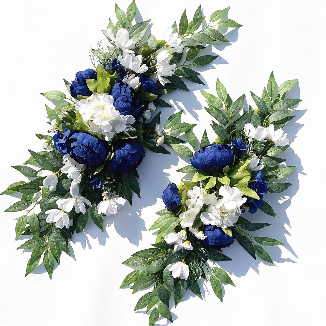 Wedding Arch Flowers 2pcs Set Royal Blue Peony Floral Swags - Etsy