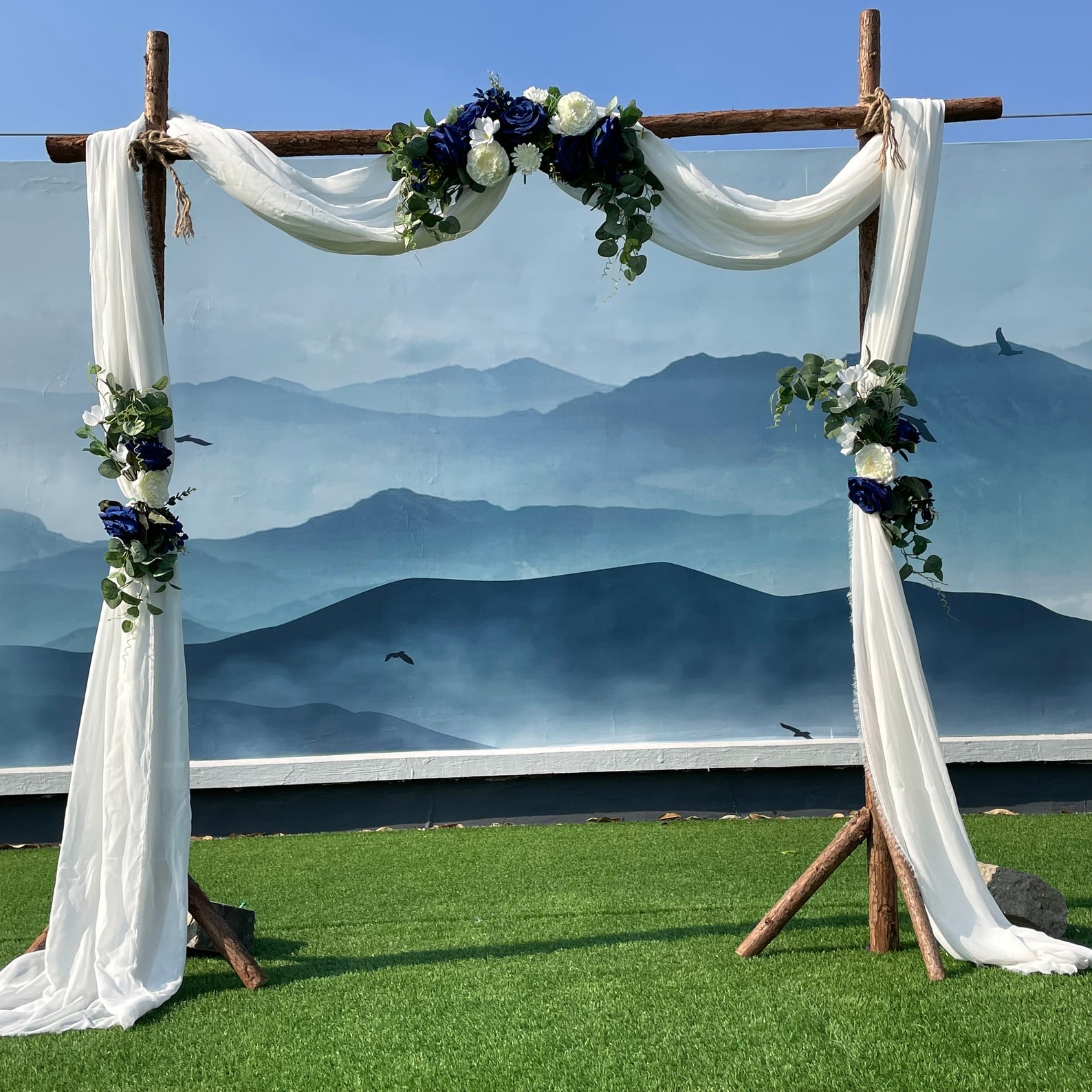 Wedding Arch Flowers,3pcs Set Royal Blue Rose Floral Swags,artificial ...
