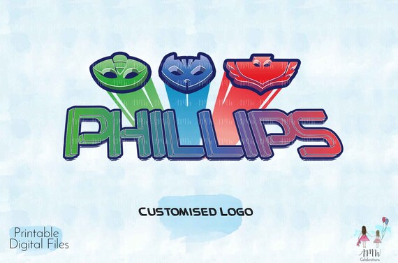 DIGITAL FILE: Personalised pj Masks Logo | Etsy