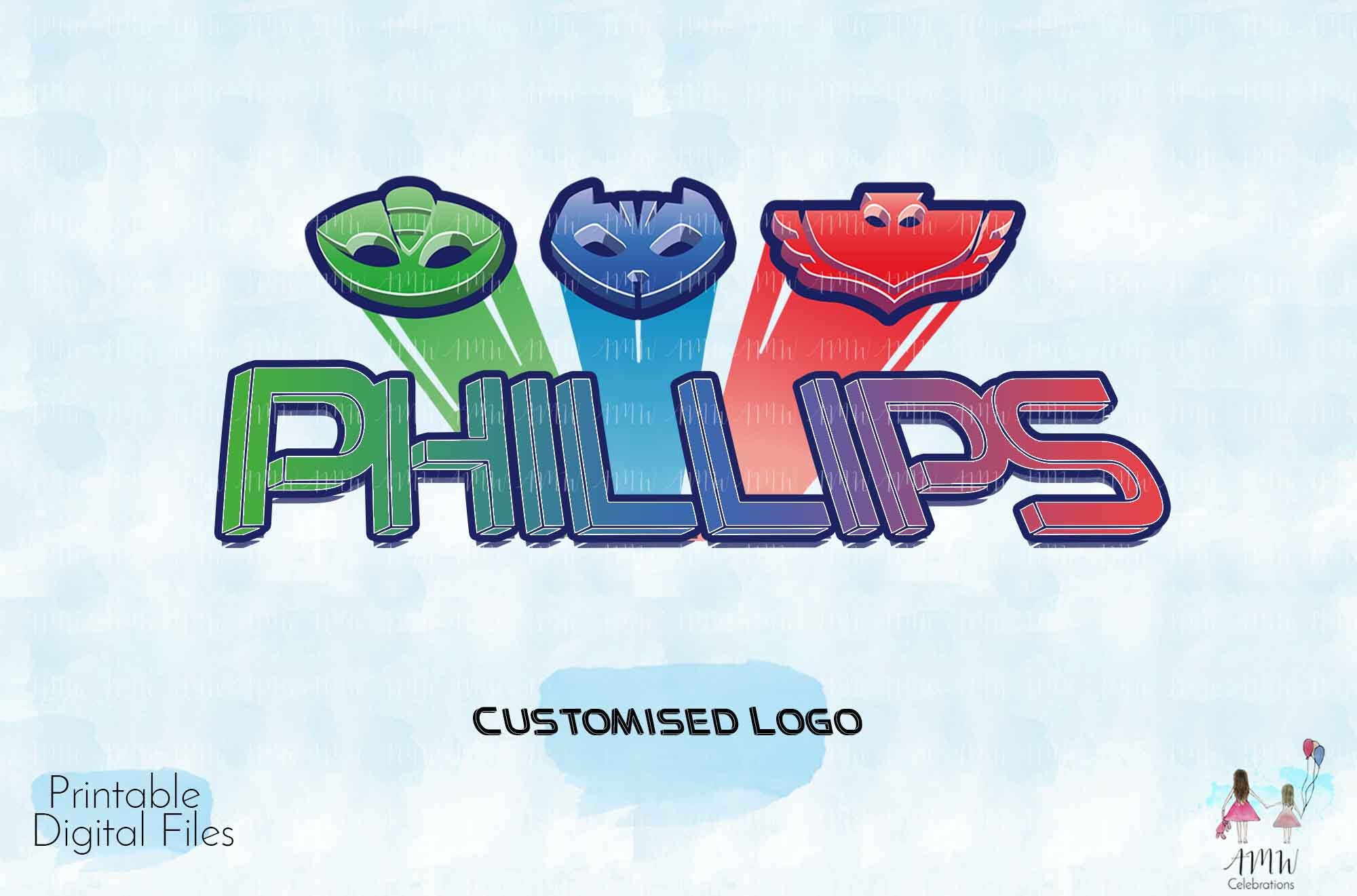 DIGITAL FILE: Personalised pj Masks Logo | Etsy