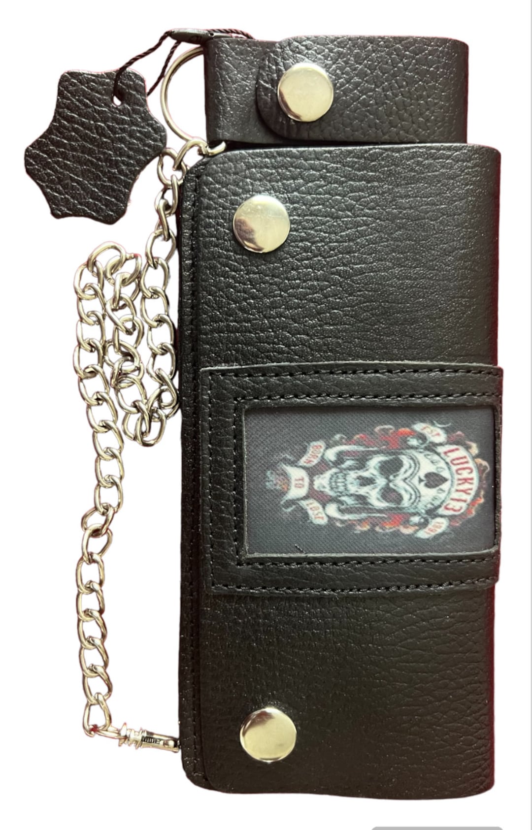 Genuine-leather-motorcycle Trucker-chain-wallet-inside-zipper Biker ...