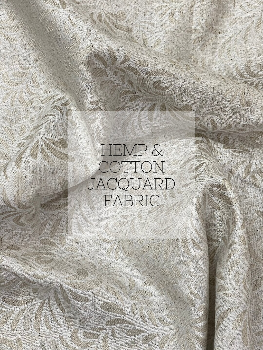 Hemp & Cotton Jacquard (floral) Fabric - 140 GSM / 4.25 Oz - Natural ...
